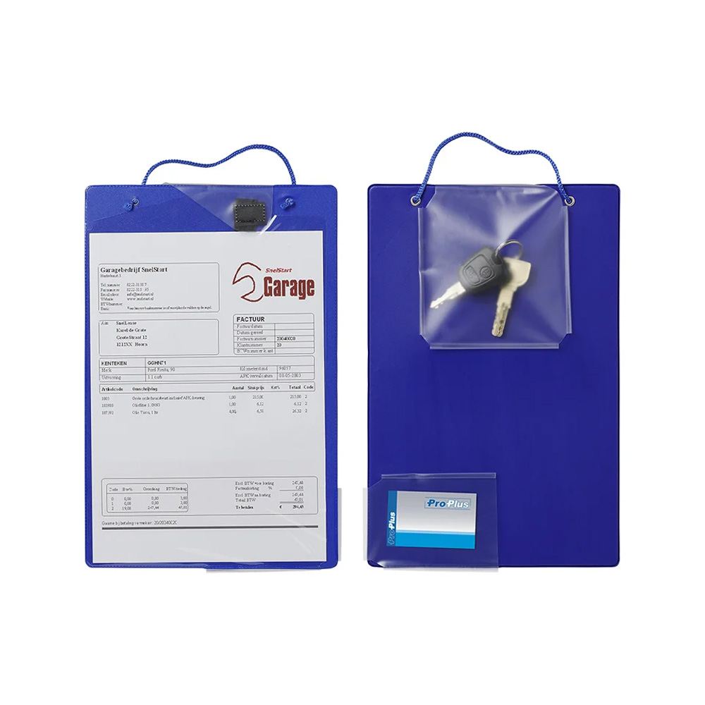 Porte fiche A4 bleu avec poche à clé 10pcs | P-580042