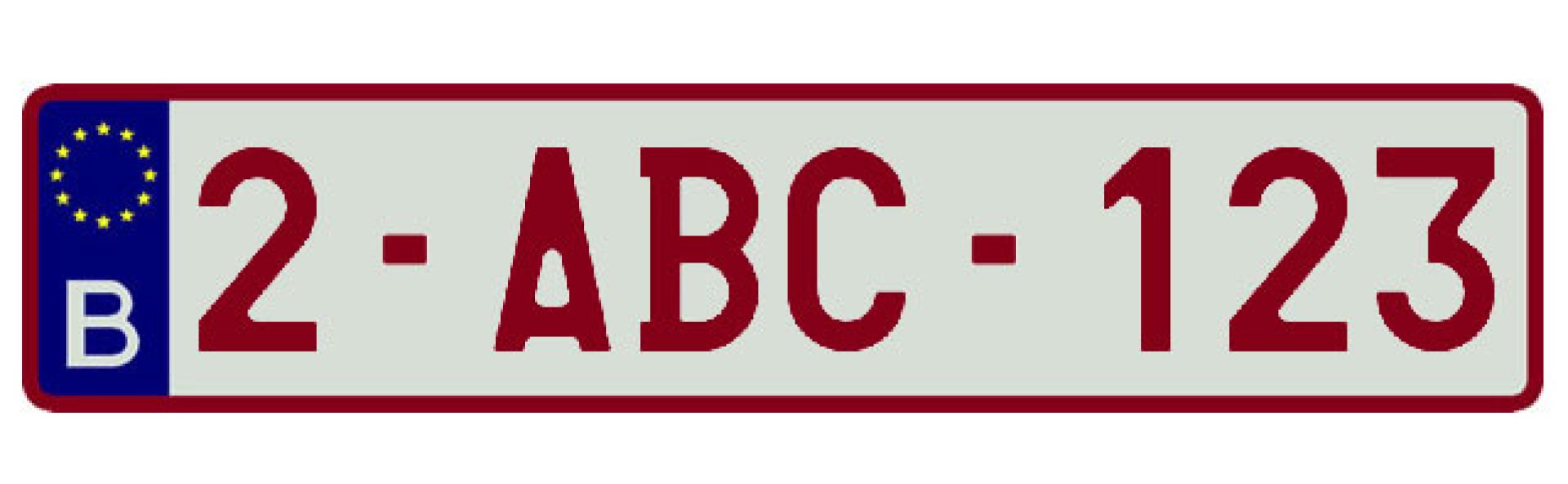 Nummerplaat B Alu Wit/Robijn 52x11cm '2- -' voorgedrukt | 169204